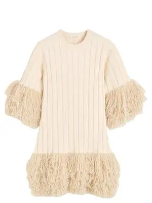 BY MALENE BIRGER Lina Shearling-trimmed Mini Dress - Off-white