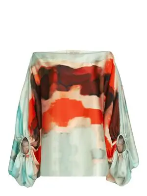 SILVIA TCHERASSI Bellagio Stretch-Silk Off-The-Shoulder Top