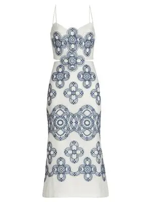 Silvia Tcherassi Ceres Linen-cotton Midi Dress - Multi