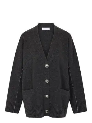 Rabanne Wool-Cashmere Cardigan Dark Grey