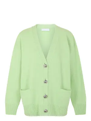 Rabanne Wool-Cashmere Cardigan Lime Green