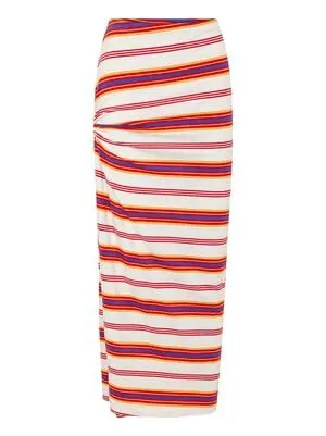 Rabanne Striped Stretch-Cotton Maxi Skirt Stripe