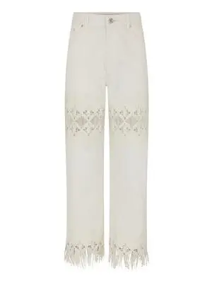 Rabanne Embroidered Straight-leg Pants - Off-white