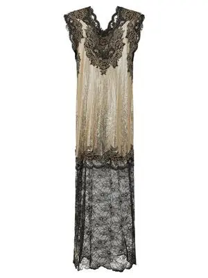 Rabanne Metallic Lace-panelled Maxi Dress - Gold
