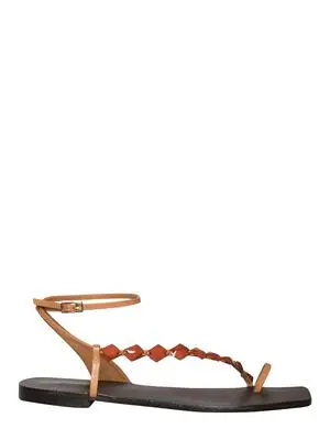 Johanna Ortiz Dazzling Crest Beaded Leather Sandals - Red