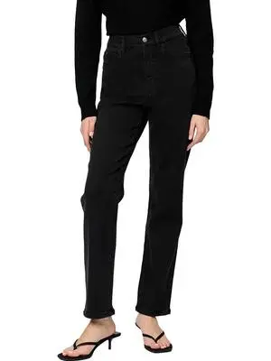Warp + Weft High Rise Straight Leg Jeans - Jet Black