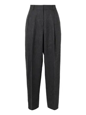 TOTEME Pleated Wool-blend Straight-leg Trousers - Gray