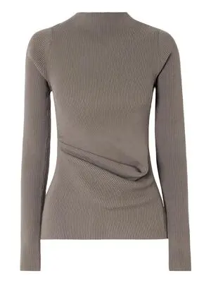Rick Owens Draped Ribbed-knit Top - Brown