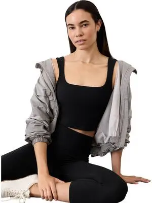 Athleta Transcend Square Neck Crop Sports Bra A-c - Black
