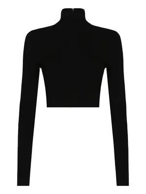 Dolce & Gabbana Cropped Turtleneck Top - Black