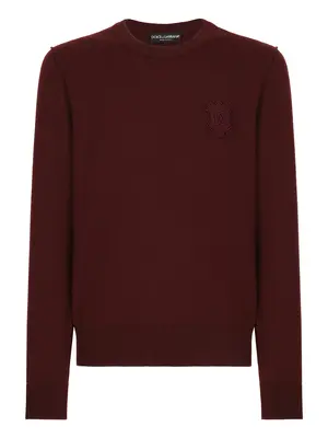Dolce & Gabbana Cashmere Sweater With Dg Embroidery - Bordeaux