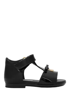 Dolce & Gabbana Patent Leather Sandals With Dg Logo - Black