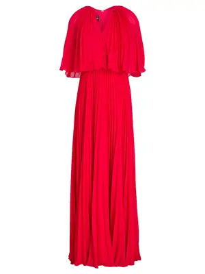 ZAC POSEN Zac Posen Cape-Effect Pleated Chiffon Gown