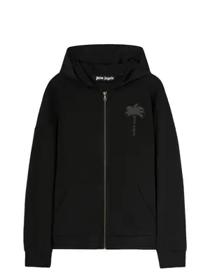 Palm Angels Zipped Hoodie - Black
