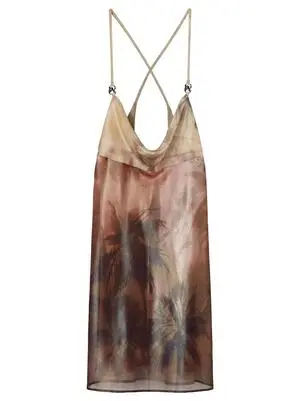 Palm Angels Sunset Palms Mini Dress - Neutrals