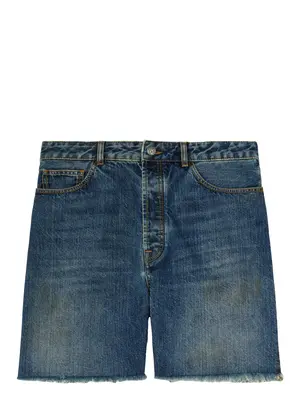 Palm Angels Logo-print Denim Shorts - Blue