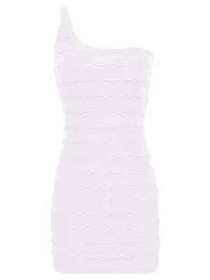 AMIR SLAMA One-shoulder 3d-knit Mini Dress - White