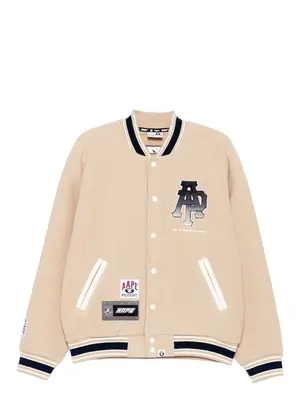 AAPE BY *A BATHING APE® Logo Varsity Jacket - Neutrals