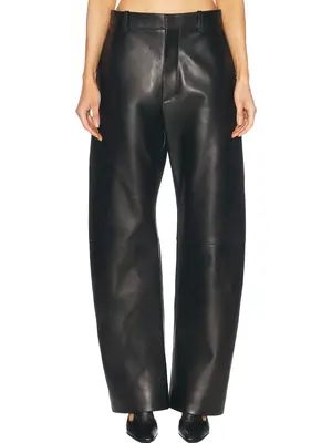 Bottega Veneta Leather Straight Leg Pant - Black