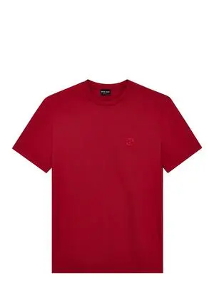 Giorgio Armani Cotton-interlock T-shirt With Embroide Logo - Red