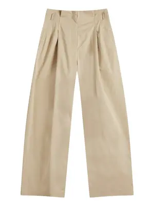 ST. AGNI Cotton Paperbag Waist Trousers - Champagne