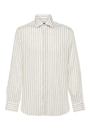 BARBA NAPOLI Spread-collar Striped Shirt - White