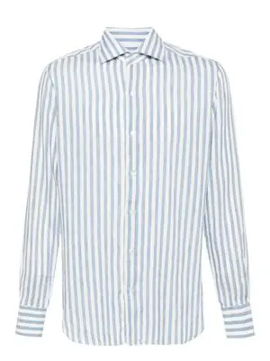 BARBA NAPOLI Spread-collar Striped Shirt