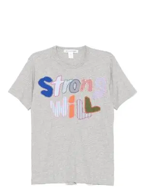 Comme Des Garçons Embroidered-strong Will T-shirt - Grey