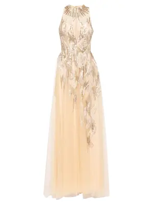 SAIID KOBEISY Long Embroidered Dress - Neutrals
