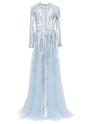 SAIID KOBEISY Sequinned Tulle Gown - Blue