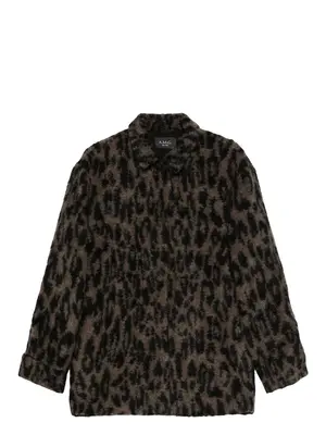 A.M.G. Leopard Print Wool Jacket - Brown