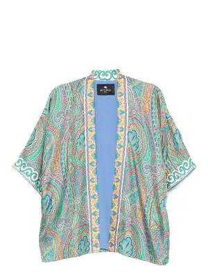 Etro Paisley-print Open-front Jacket - Blue