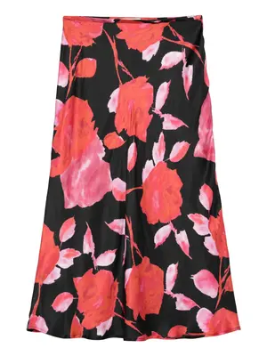 Blumarine Floral-print Midi Skirt - Black