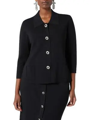 Marina Rinaldi Comune Embellished Button Cardigan - Black