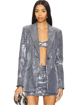 CAMILA COELHO Mori Metallic Blazer - Midnight Blue