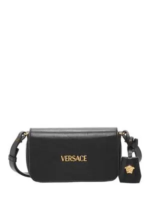 Versace Tag Mini Leather Shoulder Bag - Black Versace