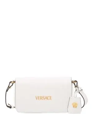 Versace Tag Mini Leather Shoulder Bag - Porcelain