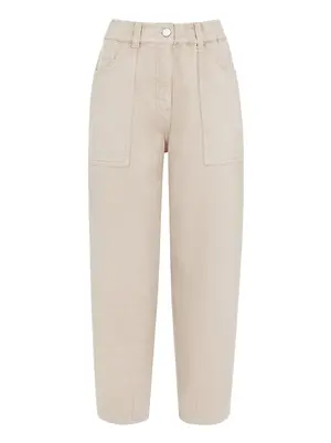 Whistles Regular-fit High-rise Stretch-cotton Trousers - Cream