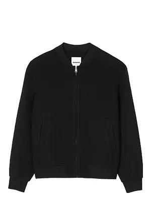 Sandro Sandro Wool-Blend Baseball-Collar Jacket Noir / Gris