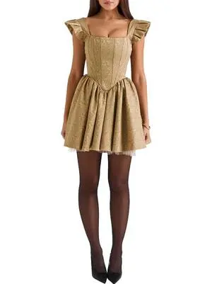 House Of Cb Saasha Bow Back Mini Dress - Gold