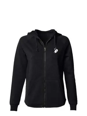 DALIX Heartly Ghost Zip Fleece Hoodie - Black