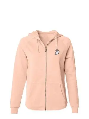 DALIX Heartly Ghost Zip Fleece Hoodie - Blush
