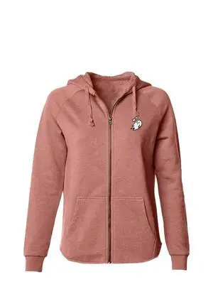 DALIX Heartly Ghost Zip Fleece Hoodie - Dusty Rose