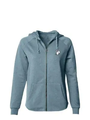 DALIX Heartly Ghost Zip Fleece Hoodie - Misty Blue