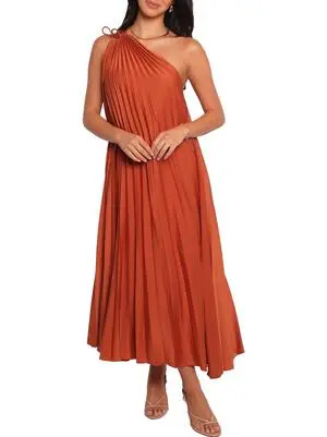 PETAL & PUP Selena One-shoulder Midi Dress - Russet Bronze
