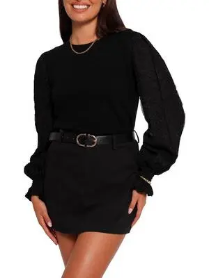 PETAL & PUP Misah Mixed Media Top - Black