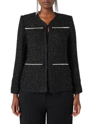 Marina Rinaldi Fungo Metallic Tweed Jacket - Black