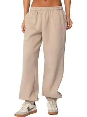 EDIKTED Sasha Bow Detail Sweatpants - Beige
