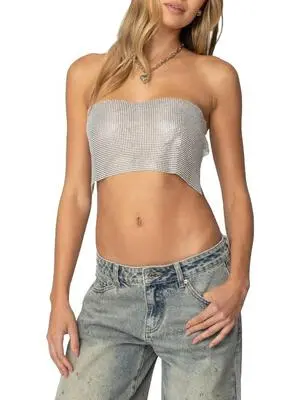 EDIKTED EDIKTED Chainmail Strapless Crop Top