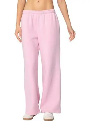 EDIKTED Logo Wide Leg Sweatpants - Pink